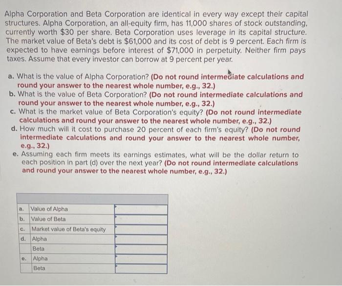 Solved Alpha Corporation and Beta Corporation are identical | Chegg.com