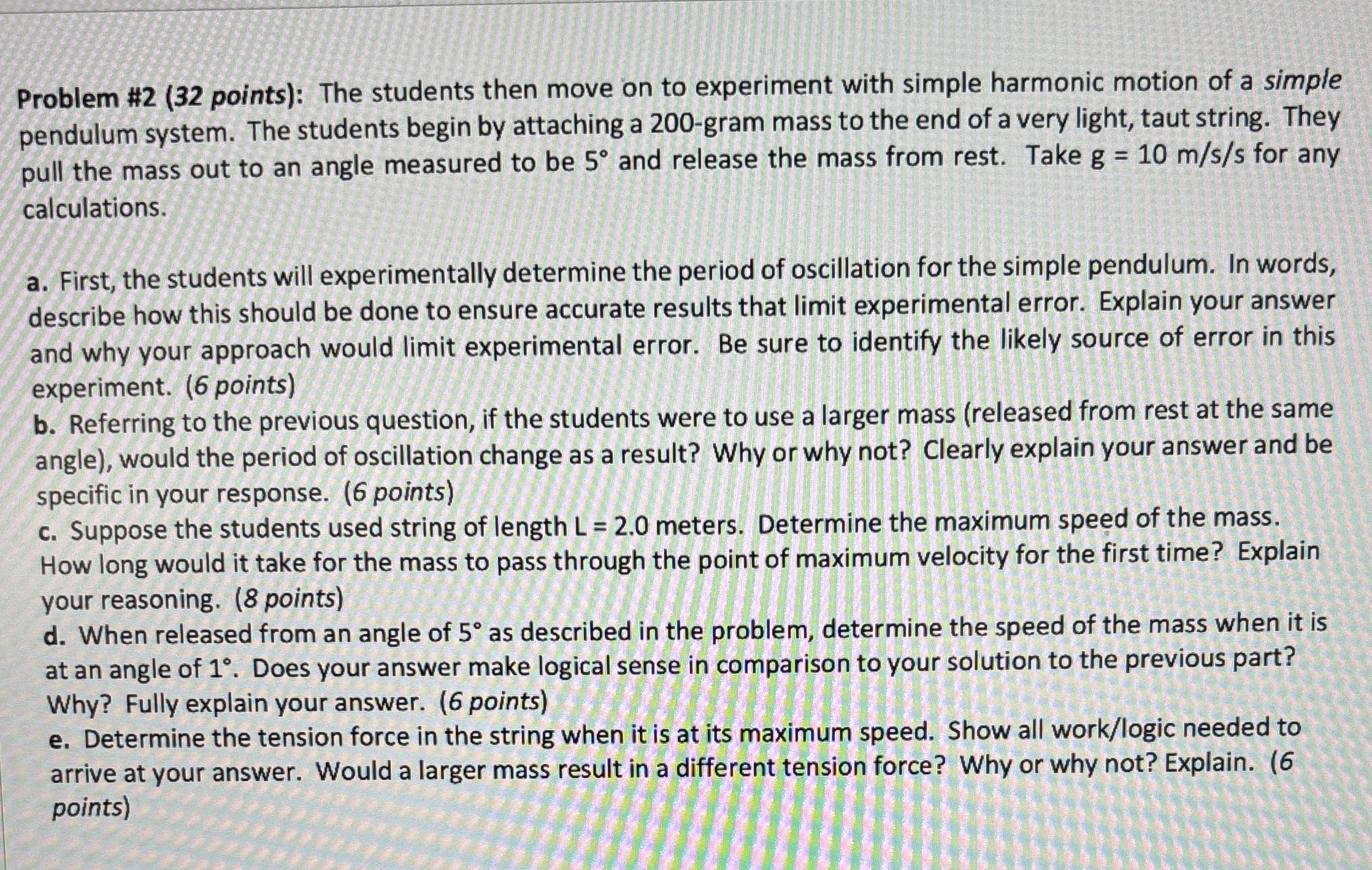 Solved Problem #2 ( 32 ﻿points): The students then move on | Chegg.com