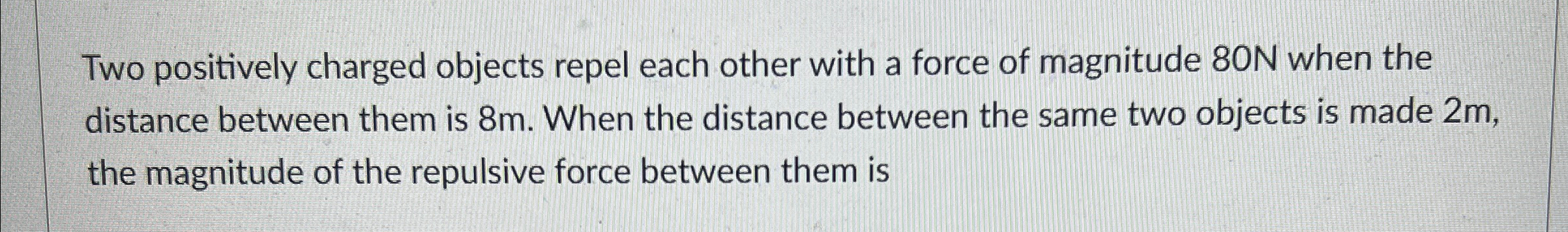 Solved Two Positively Charged Objects Repel Each Other With