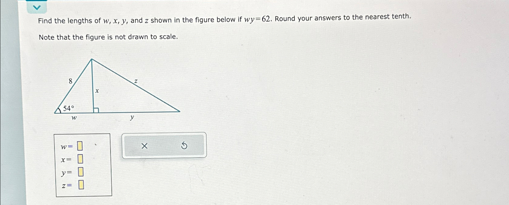 Solved Find the lengths of w,x,y, ﻿and z ﻿shown in the | Chegg.com