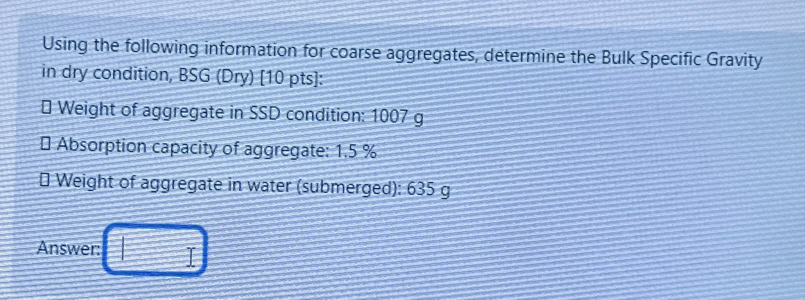 Solved Using the following information for coarse | Chegg.com