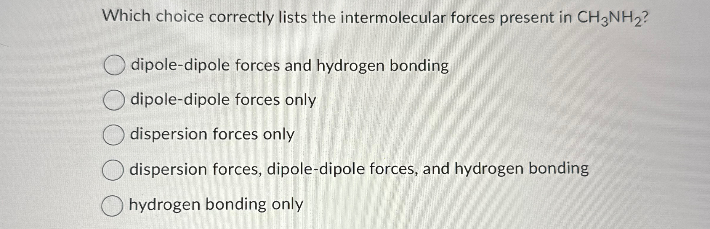 Solved Which choice correctly lists the intermolecular | Chegg.com