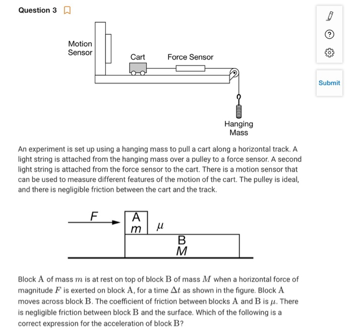 Solved Question 3 Motion Sensor Cart Force Sensor 2000) | Chegg.com
