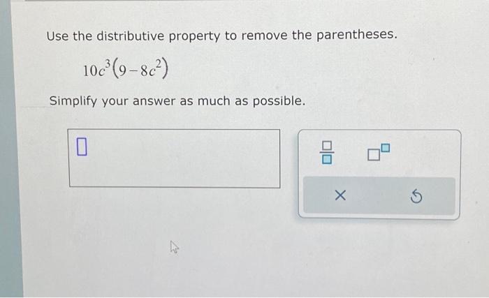 Solved Use the distributive property to remove the | Chegg.com