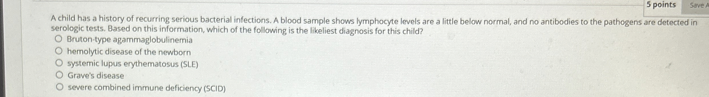 Solved 5 ﻿pointsSave AA child has a history of recurring | Chegg.com