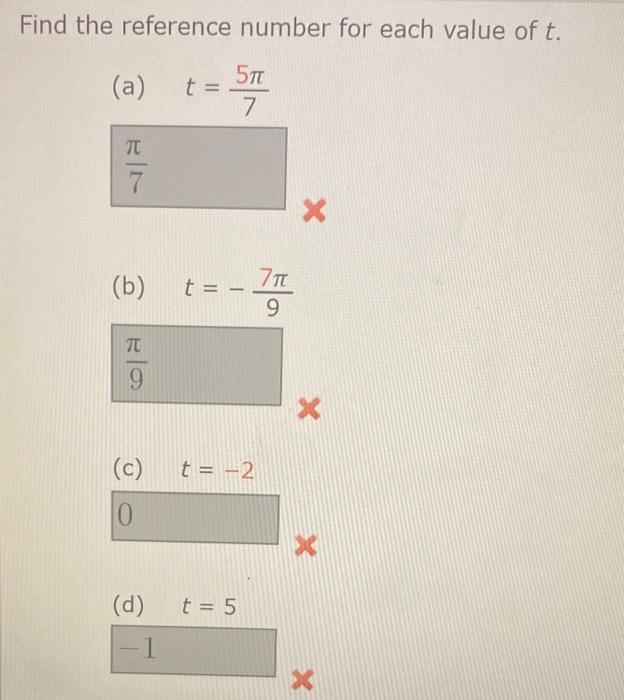 Solved Find the reference number for each value of t. (a) | Chegg.com