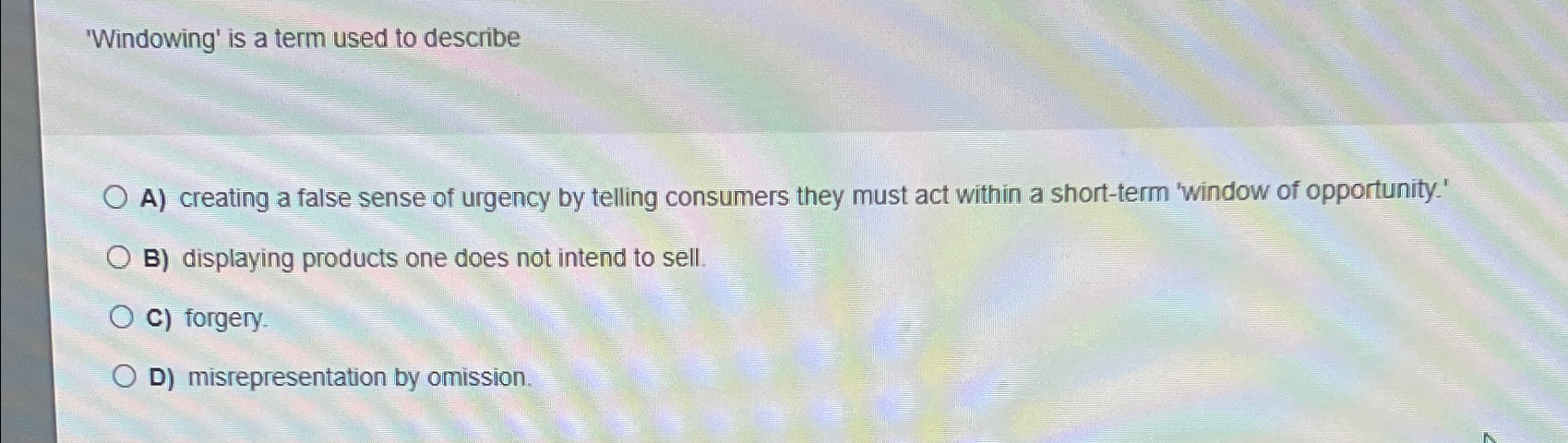 Solved 'Windowing' is a term used to describeA) ﻿creating a | Chegg.com