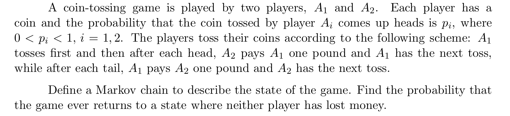 Solved A coin-tossing game is played by two players, A1 ﻿and | Chegg.com