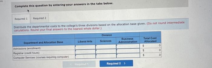 Solved Exercise 12-31 Cost Allocation in a College (LO 12-4) | Chegg.com