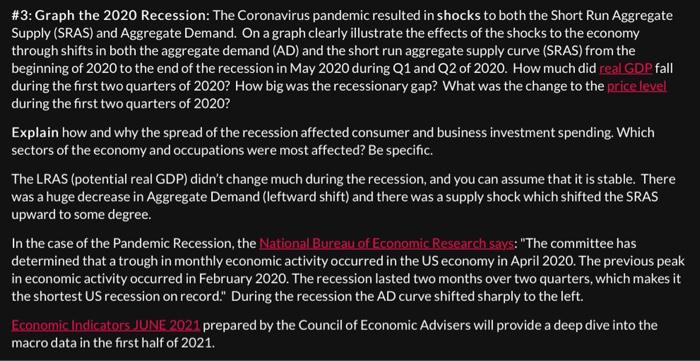 Solved \#3: Graph the 2020 Recession: The Coronavirus | Chegg.com