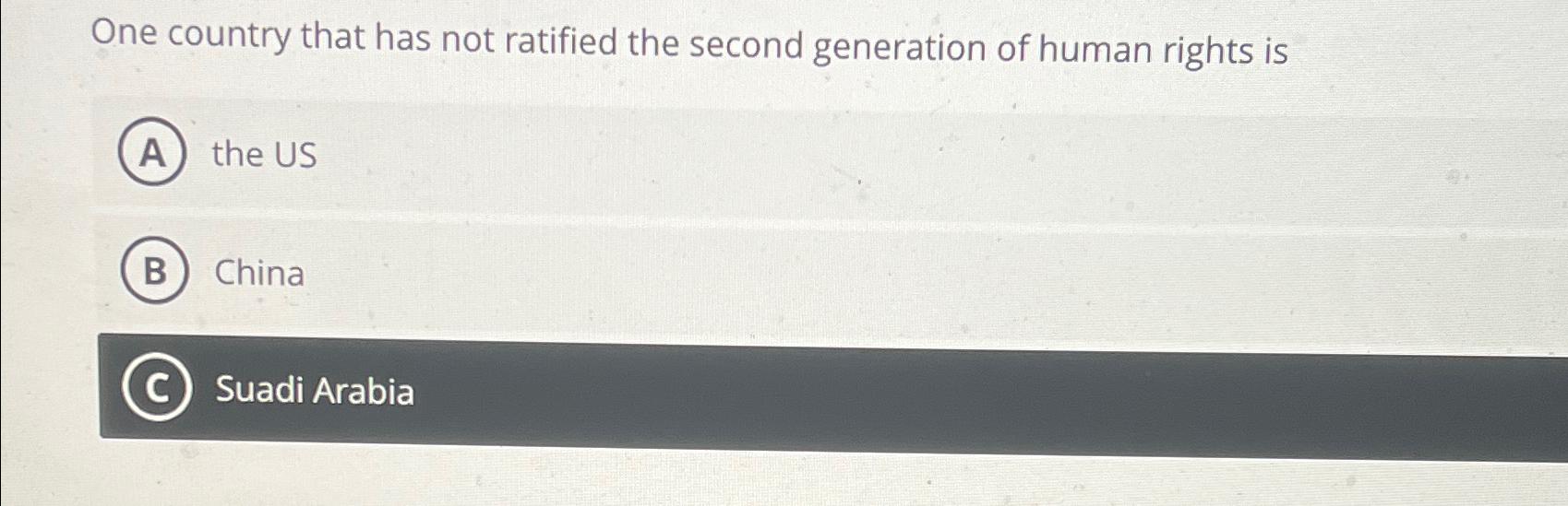 Solved One country that has not ratified the second | Chegg.com