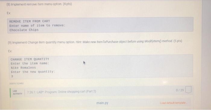 Solved 7.26 LAB*: Program: Online shopping cart (Part 2) | Chegg.com