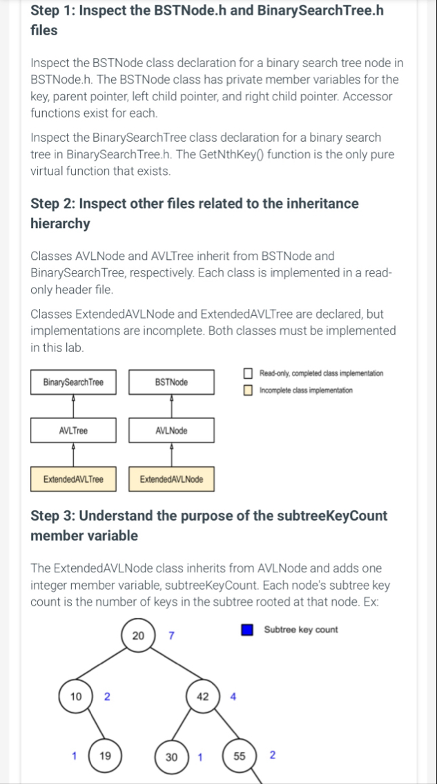 Solved Step 1: Inspect the BSTNode.h and BinarySearchTree.h | Chegg.com