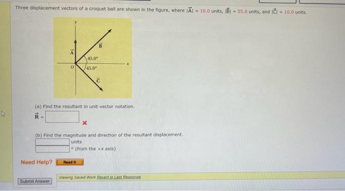 Solved Three displacement vectors of a croquet ball are | Chegg.com