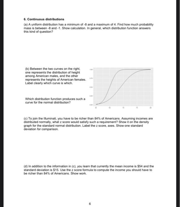 Solved 6. Continuous distributions (a) A uniform | Chegg.com