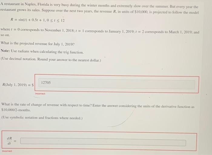 Solved A restaurant in Naples. Florida is very busy during | Chegg.com
