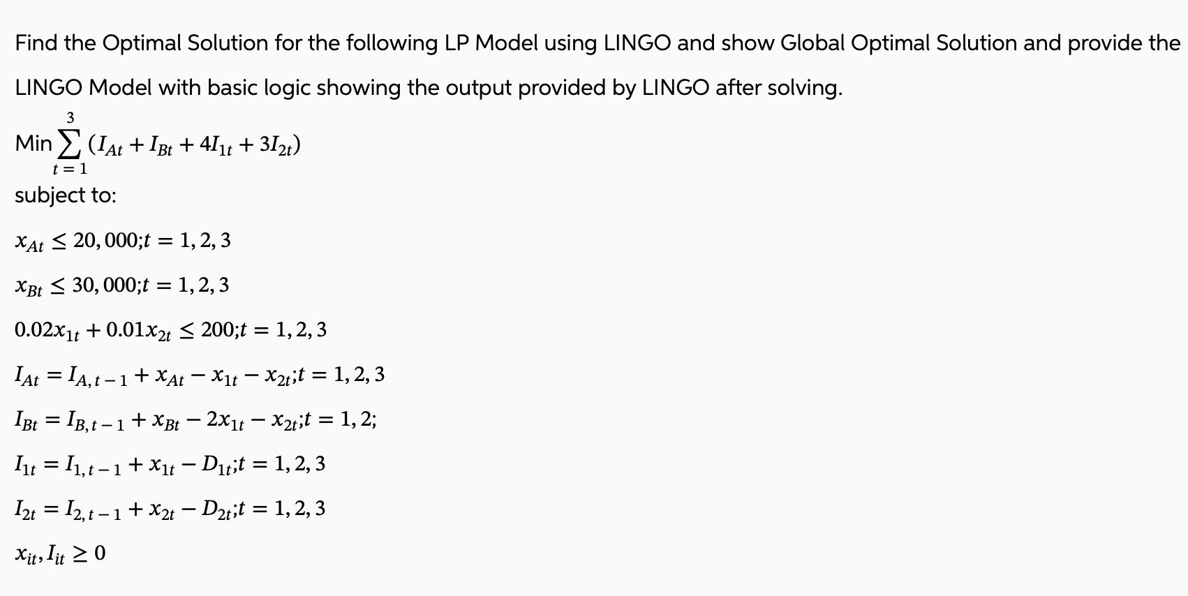 Solved Find the Optimal Solution for the following LP Model | Chegg.com