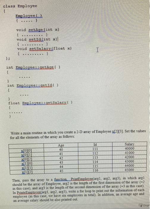 Solved Question 2 (30 points) Consider a class Employee with | Chegg.com