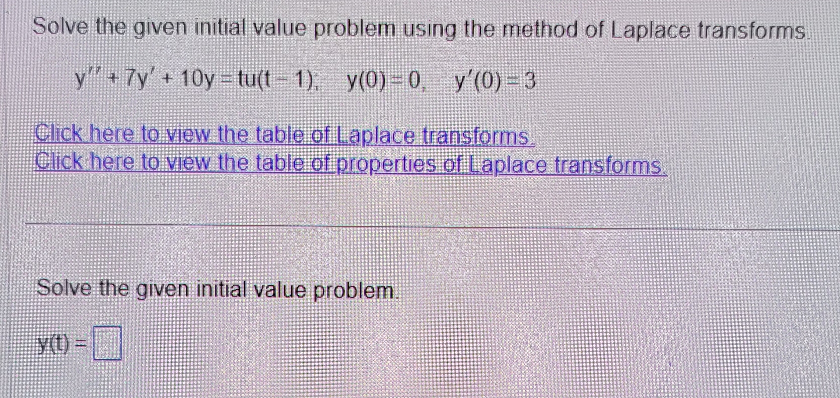 Solved Solve the given initial value problem using the | Chegg.com