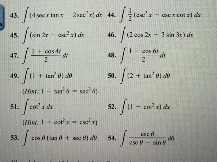 Solved Finding Indefinite Integrals In Exercises 17-54, find | Chegg.com