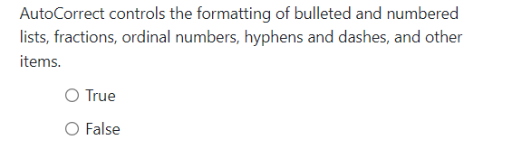 Solved AutoCorrect controls the formatting of bulleted and | Chegg.com