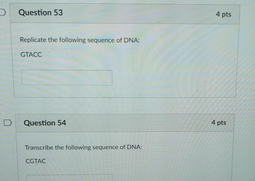 Solved Replicate the following sequence of DNA: GTACC | Chegg.com Solved Replicate the following sequence of DNA: GTACC | Chegg.com