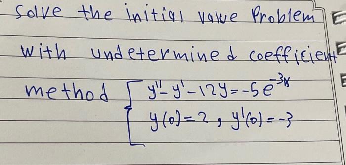 Solved Solve the initial value Problem E with undetermine & | Chegg.com