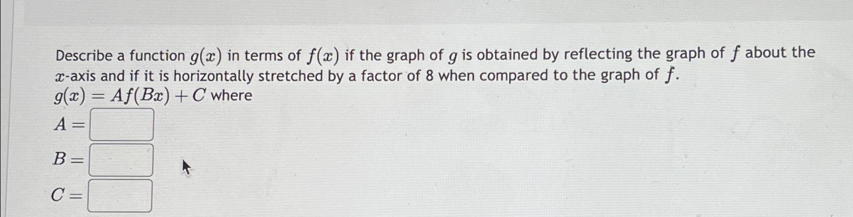 Solved Describe a function g(x) ﻿in terms of f(x) ﻿if the | Chegg.com