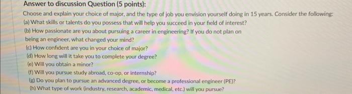 Solved Answer to discussion Question (5 points): Choose and | Chegg.com