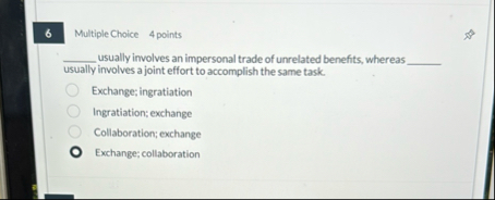 Solved 6Multiple Choice4 ﻿pointsq, ﻿usually involves an | Chegg.com