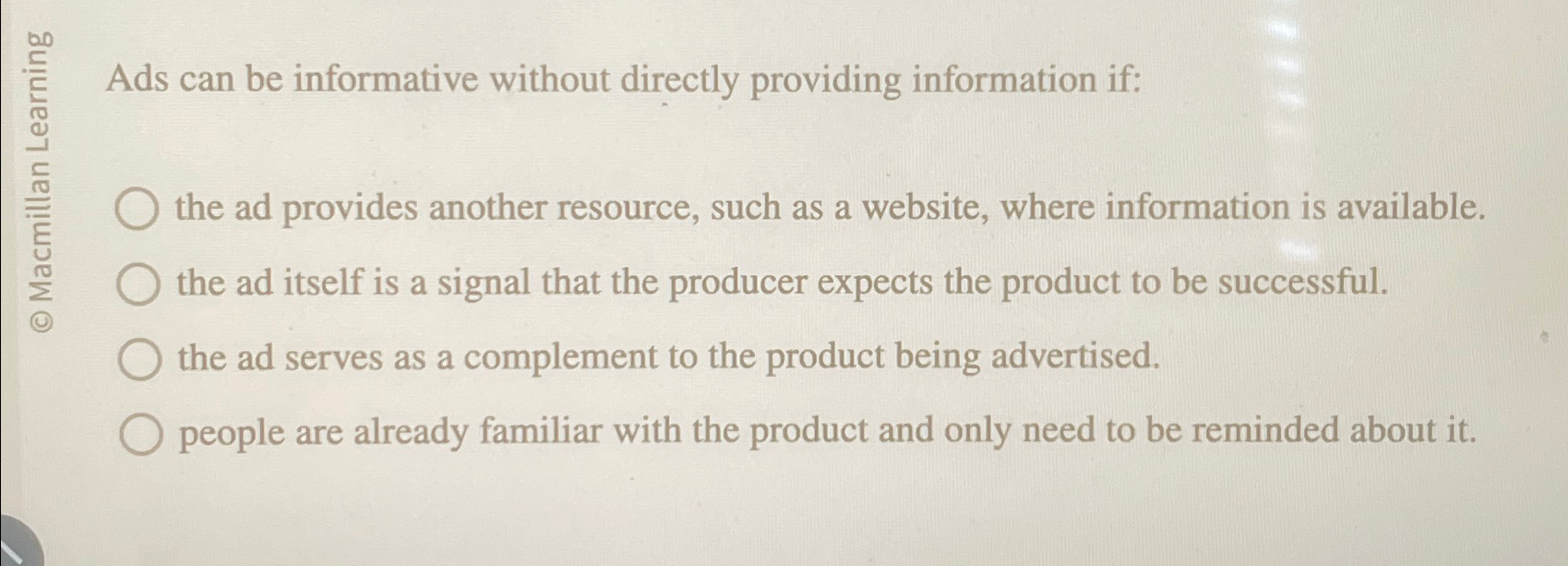 Solved Ads can be informative without directly providing | Chegg.com