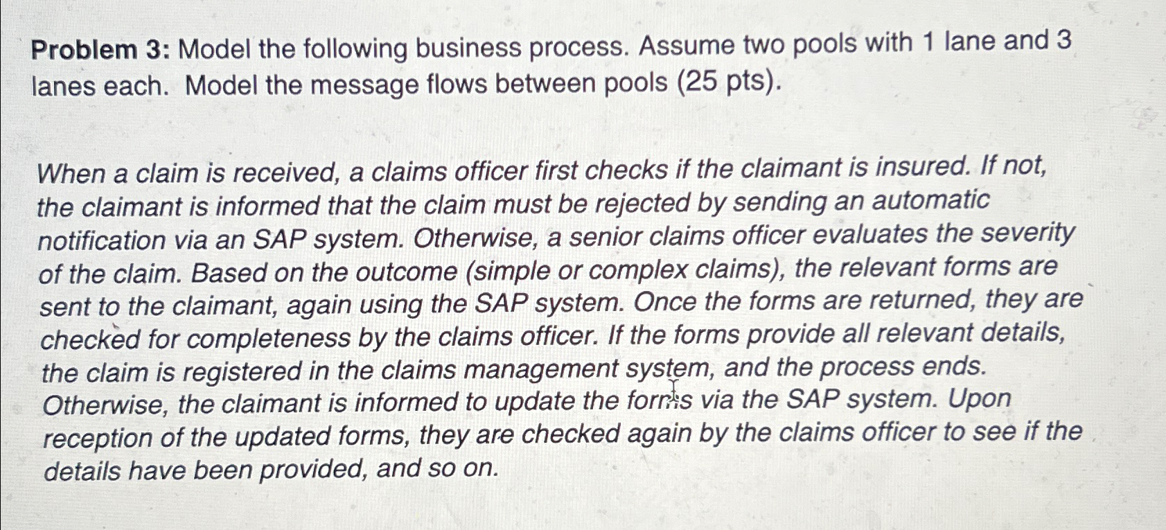 Solved Problem 3: Model the following business process. | Chegg.com