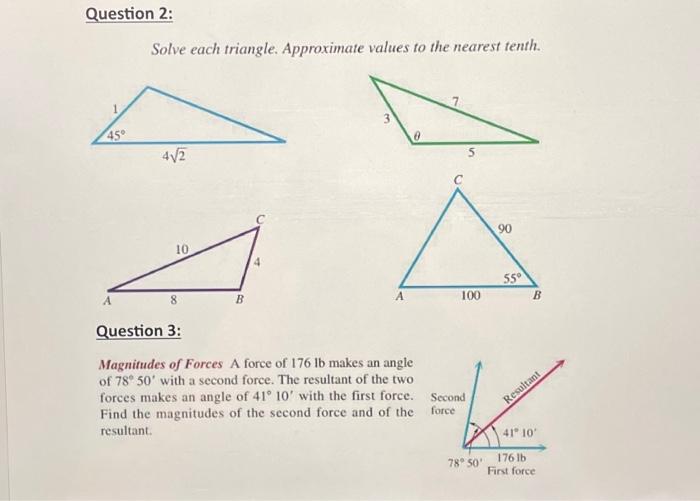 Solved Solve each triangle. Approximate values to the | Chegg.com
