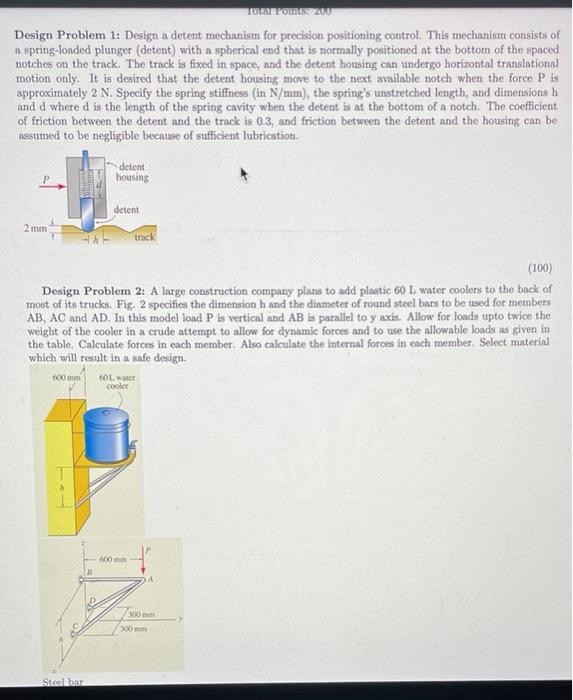 Solved Design Problem 1: Design a detent mechanism for | Chegg.com
