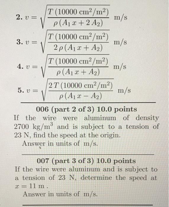 Solved 005 (part 1 of 3 ) 10.0 points A wire of density ρ | Chegg.com