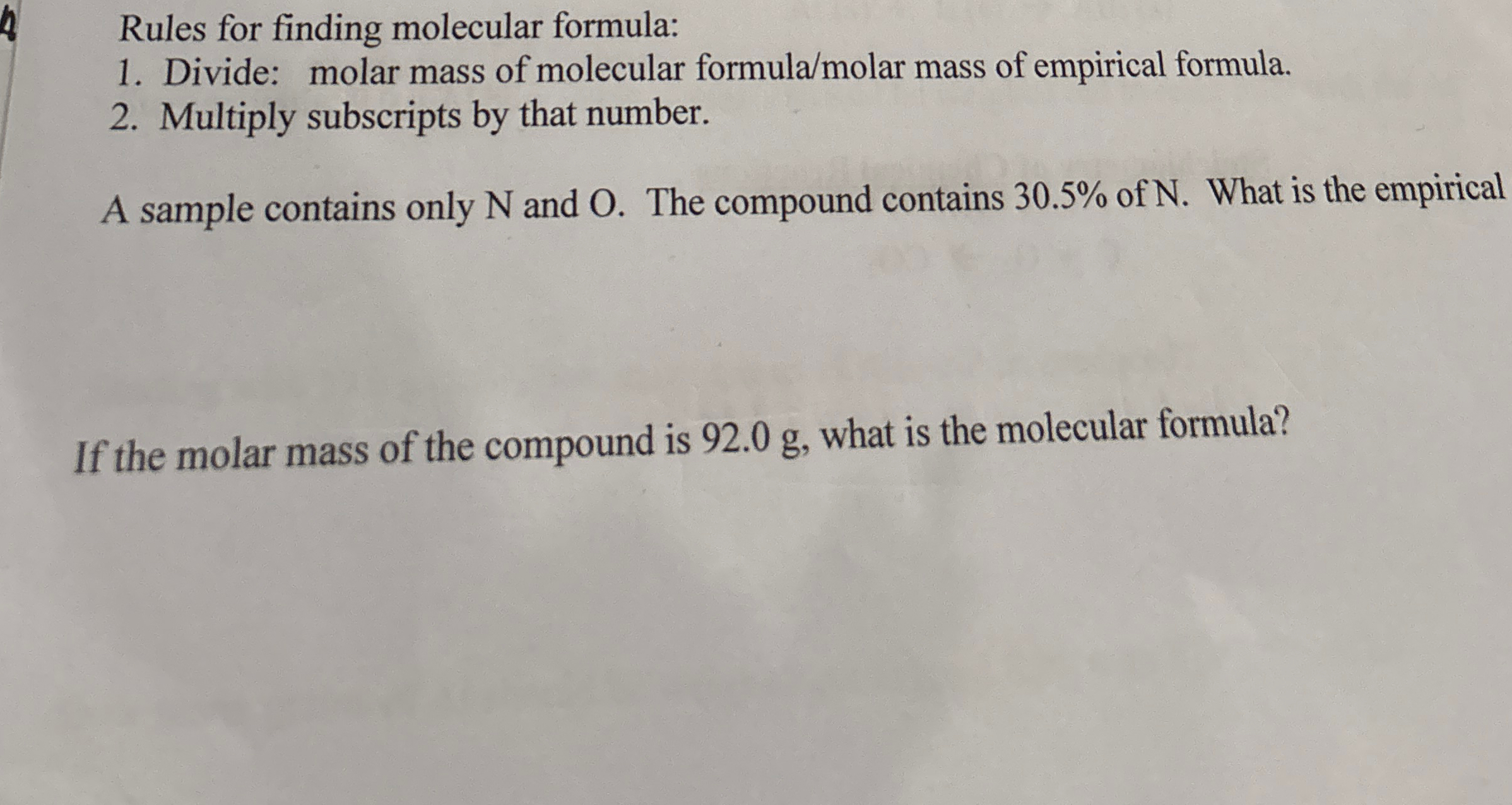 Solved 4 ﻿Rules for finding molecular formula:Divide: molar | Chegg.com