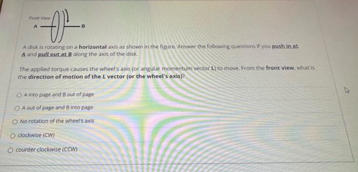A disk is rotating on a horizontal axis as shown in | Chegg.com