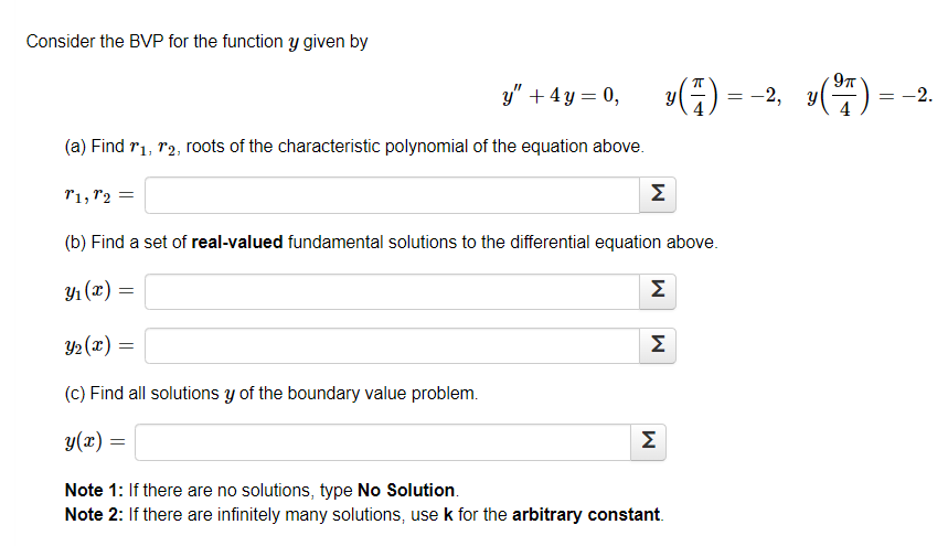 Solved Consider the BVP for the function y ﻿given | Chegg.com