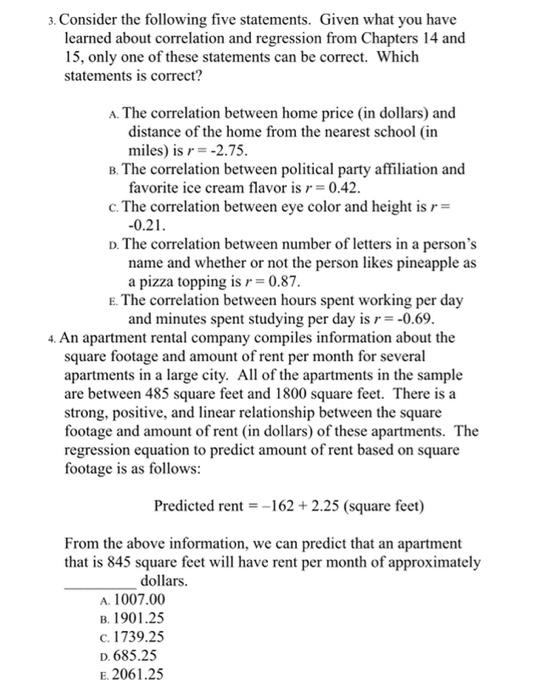 Solved 3. Consider the following five statements. Given what | Chegg.com