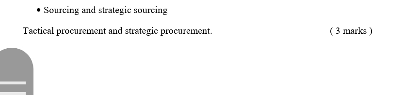 Solved Sourcing and strategic sourcingTactical procurement | Chegg.com