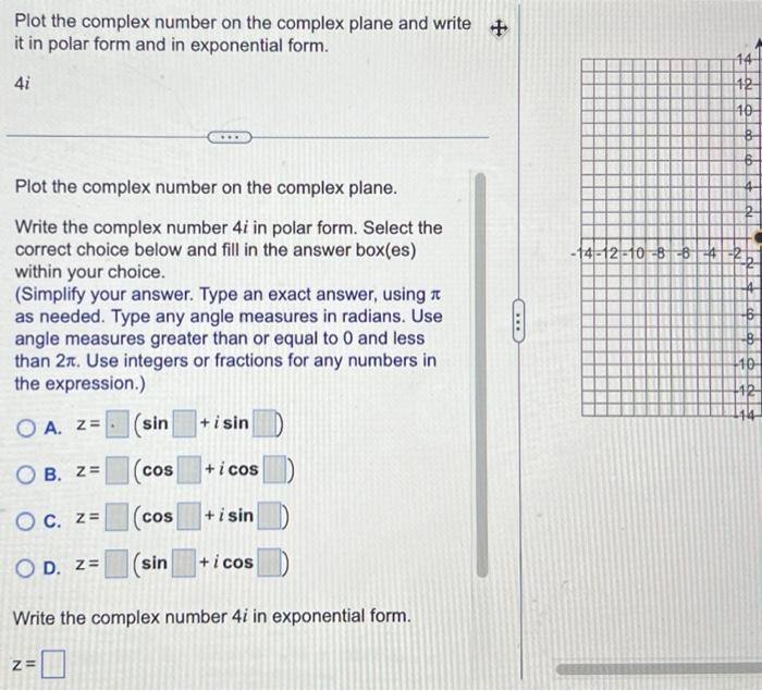 Solved Plot the complex number on the complex plane and | Chegg.com