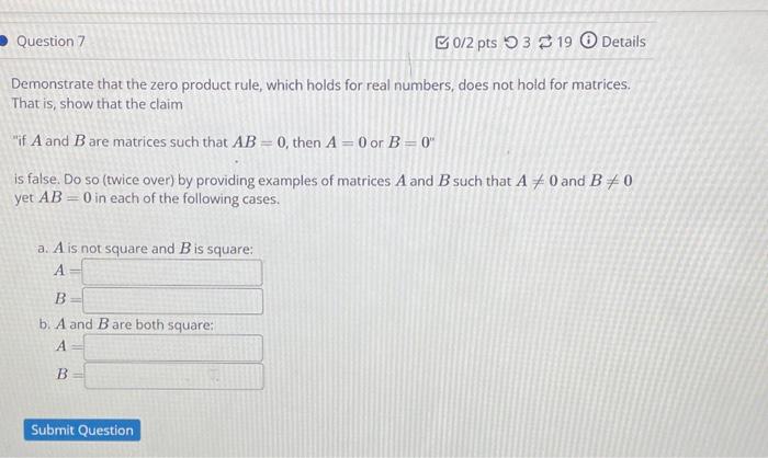 Solved Demonstrate that the zero product rule, which holds | Chegg.com