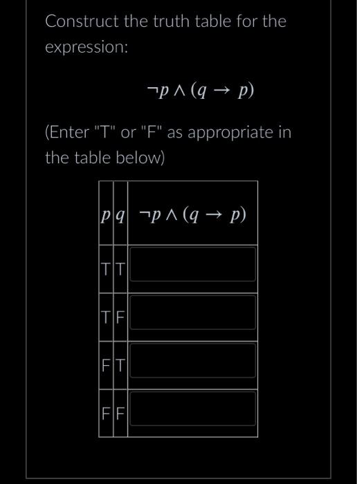 Solved Construct the truth table for the expression: | Chegg.com
