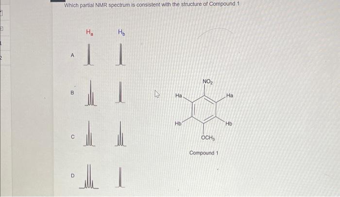 Solved Which partial NMR spectrum is consistent with the | Chegg.com