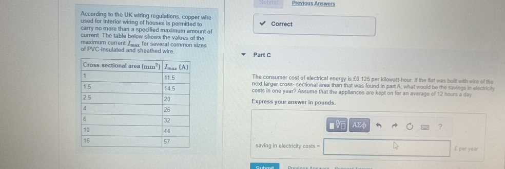 Solved SubmitPrevious AnswersAccording to the UK wiring | Chegg.com