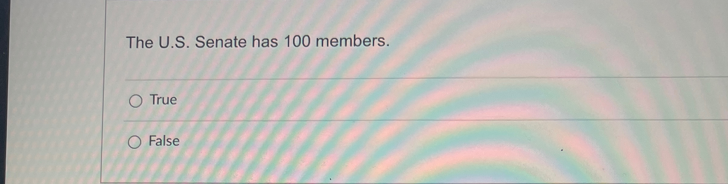 Solved The U.S. ﻿Senate has 100 ﻿members.TrueFalse | Chegg.com