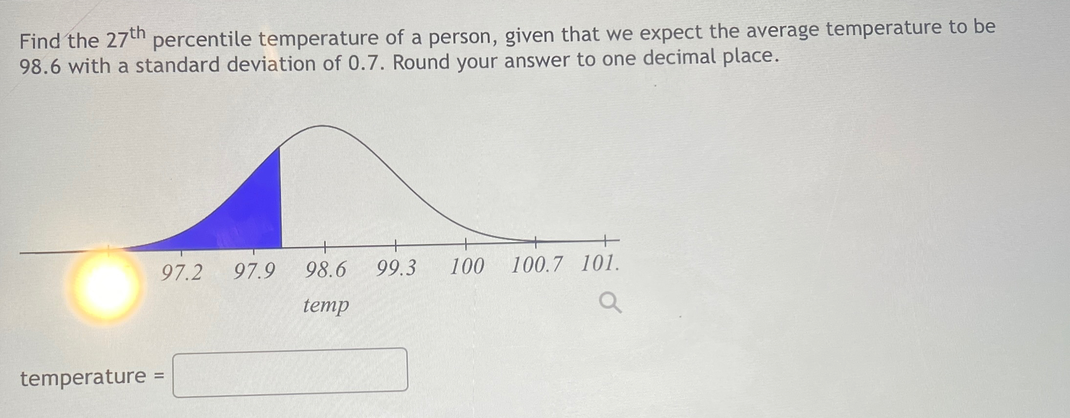 Solved Find the 27th ﻿percentile temperature of a person, | Chegg.com