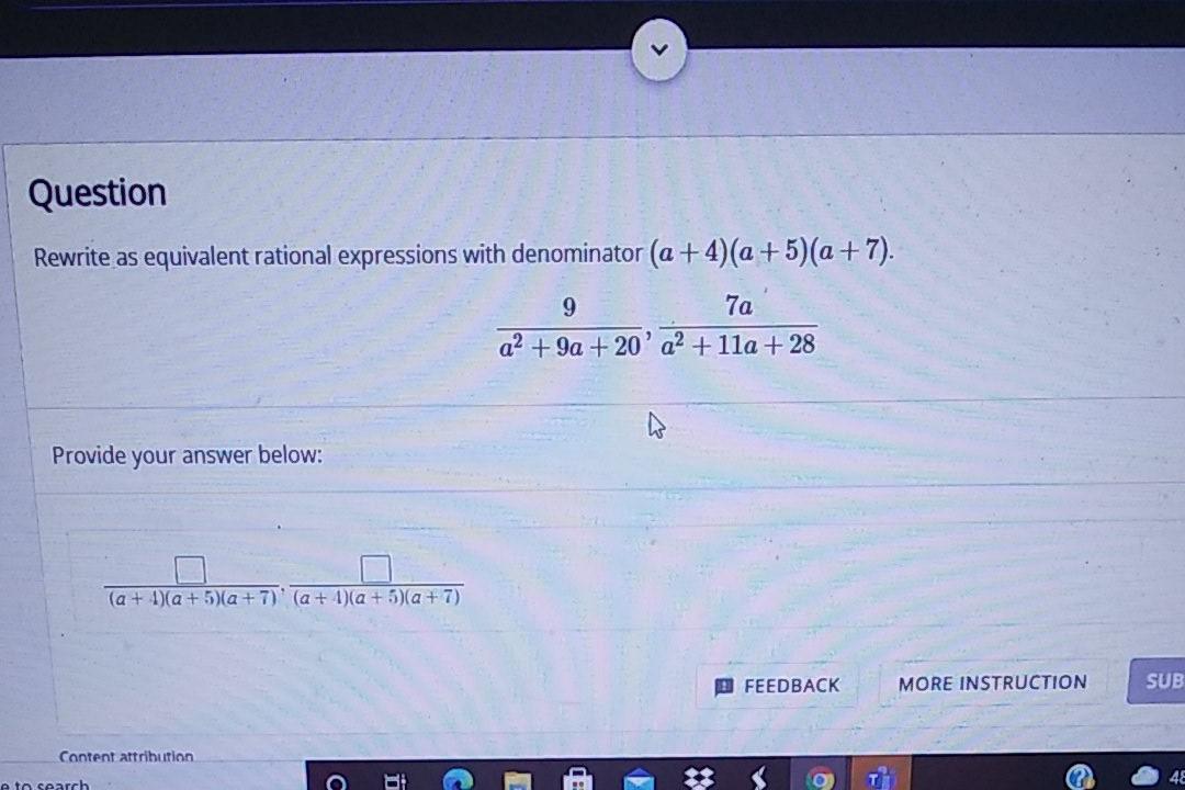 Solved Question Rewrite as equivalent rational expressions | Chegg.com