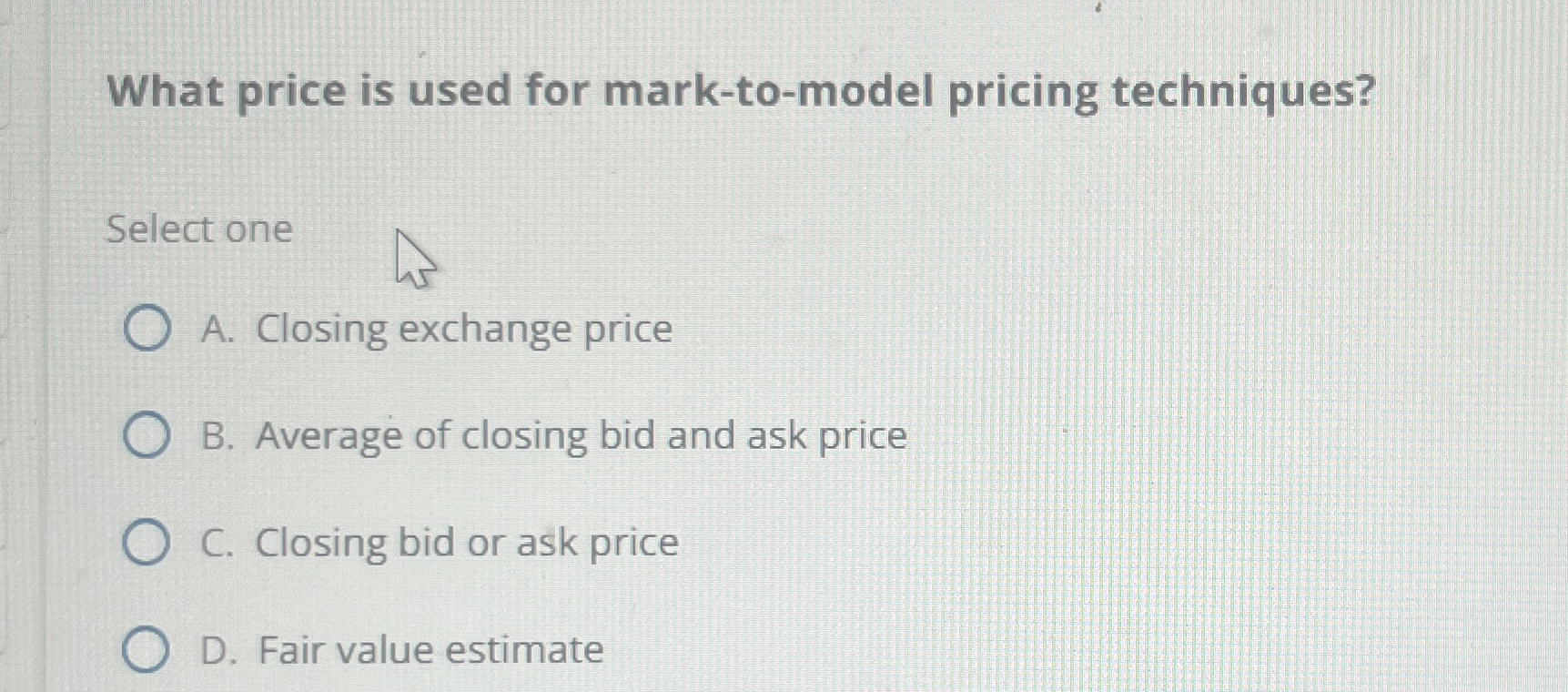 Solved What price is used for mark-to-model pricing | Chegg.com