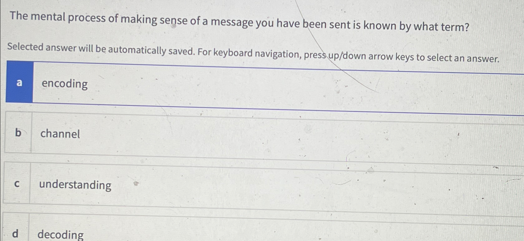 Solved The mental process of making sense of a message you | Chegg.com